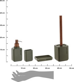 Sada koupelnových doplňků Salva, olivová/s dřevěnými prvky