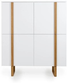 Bílá komoda s nohami z dubového dřeva Tenzo Birka, 118 x 135 cm