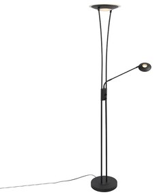 Moderní stojací lampa černá vč. LED s ramenem na čtení - Ibiza