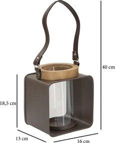 Lucerna Glass 18 cm hnědá/čirá