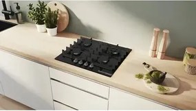 Bosch PNH6B6K40 černá / Plynová varná deska / 59 cm / 4 hořáky / litin