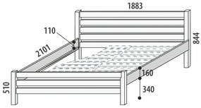 Postel Karla Senior Domestav č.156 Materiál: Smrk, Povrchová úprava: Přírodní provedení, Specifikace: 180x200