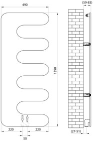 Sapho Sapho, EVOLLA topné těleso 490x1390 mm, černá matná, MI1400