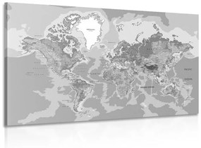 Obraz klasická mapa světa v černobílém provedení Varianta: 120x80