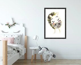 Plakát zvířátka zebra - Obraz, Plakát Velikost: B2 - 50x70 cm, Volba rámu: s bílým rámem, Dekorace: bez dekorací