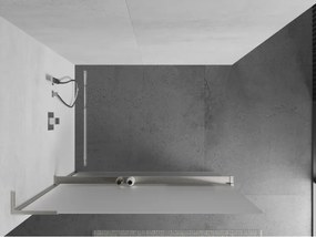 Mexen Kioto+ L, sprchová zástěna Walk-In s poličkou a věšákem 100 x 200 cm, 8mm sklo námraza, broušená ocel profil, 800-100-123-97-30