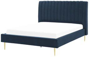 Sametová postel 140 x 200 cm modrá MARVILLE Beliani