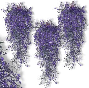Camerazar Visící dekorační umělé květiny, 3 kusy, fialové popínavé vrby