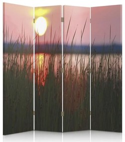 Ozdobný paraván Jezero Sunset Lake - 145x170 cm, čtyřdílný, obustranný paraván 360°