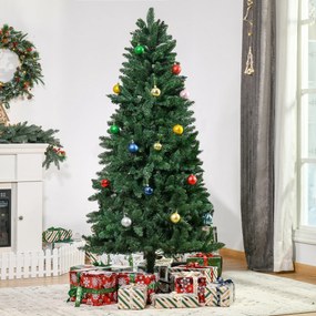 HOMCOM Umělý vánoční stromek 180 cm umělá borovice se 724 větvemi kovový stojan pro interiér
