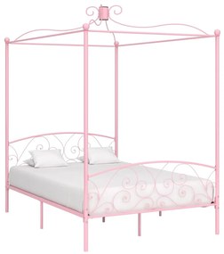 Rám postele s nebesy růžový kovový 120 x 200 cm - Default Title
