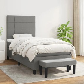 vidaXL Box spring postel s matrací 100 x 200 cm textil [3136573] Barva: Tmavě šedá