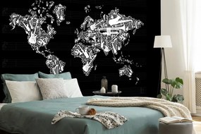 Tapeta hudební mapa světa - 375x250 cm