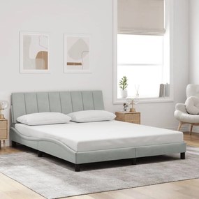 Rám postele s LED osvětlením bez matrace Hanko světle šedý 160 x 200 cm samet 3213787