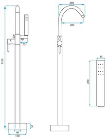 Volně stojící vanová baterie REA LUNGO bílá