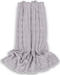 Bambusová dětská pletená deka Baby Nellys, vzor pletený cop, 80 x100 cm, šedá