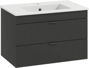 HOMCOM Skříňka pod umyvadlo závěsná skříňka s keramickým umyvadlem zásuvky se soft-close černá