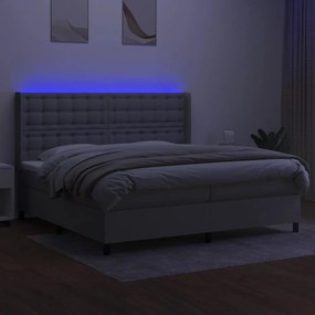 Box spring postel s matrací a LED světle šedá 200x200 cm textil 3138661