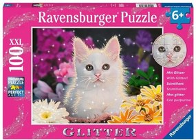 Puzzle ravensburger puzzle 133581 třpytivé puzzle kočka 100 dílků