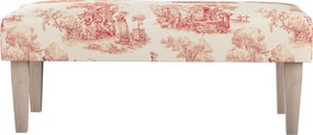 Dlouhá lavička 100x40cm barva červená látka vzorované