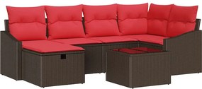 Set pohovek s polštářem s úložištěm Hnědá polyratan 3359293