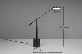 Černá LED stolní lampa (výška 65 cm) Fiore – Trio Select
