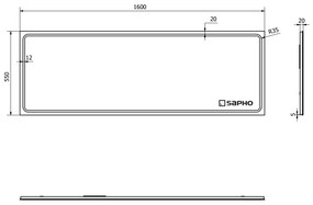 Sapho, GEMINI LED podsvícené zrcadlo 1600x550mm, GM160