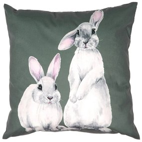 Zelený povlak na polštář s králíčky - 45*45 cm