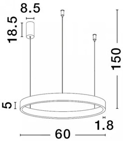 Závěsné LED svítidlo NOVA LUCE ELOWEN 60W 3000K černé 9345660