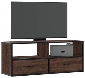 TV skříňka hnědý dub 100 x 31 x 39,5 cm kompozitní dřevo a kov