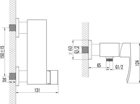Sapho, GINKO nástěnná sprchová baterie, černá matná, 1101-11B