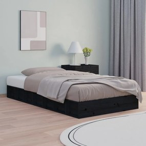 Rám postele černý 75 x 190 cm Small Single masivní dřevo