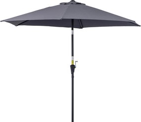 Zahradní slunečník Outsunny z hliníku Ø260x235 cm s naklápěcí konstrukcí, klikou a 6 kovovými tyčemi - Šedý | Aosom