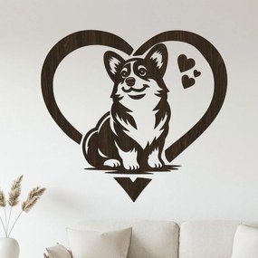 dřevo života Dřevěná dekorace Corgi láska Zvolte rozměr (cm): 60x55, Zvolte barvu dekoru: Wenge