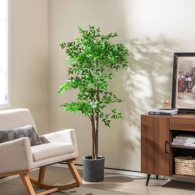 Costway 150 cm Umělá rostlina Bambus Umělý strom s květináčem Umělá rostlina