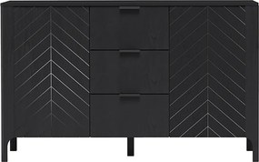 Komoda MALUMI MM-1 | se zásuvkami a policemi | 153 cm | černá