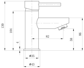 Sapho, SMALL stojánková umyvadlová baterie bez výpusti, 130 mm, chrom, SM09