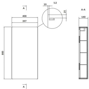 Cersanit Larga, závěsná skříňka 40cm, šedá matná, S932-003