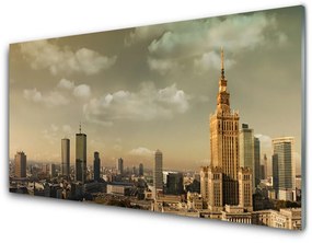 Obraz na skle Město Domy 125x50 cm