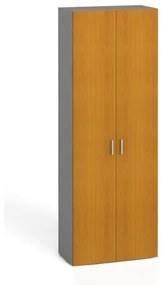 Kancelářská skříň s dveřmi KOMBI, 5 polic, 2233 x 800 x 400 mm, šedá / třešeň