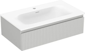 Mexen Rivel, koupelnová skříňka 80 cm s umyvadlem Vela, 1 zásuvka, drážkovaná, šedá matná/bílá matná, 91A20-08023-1-BF62-W23M01