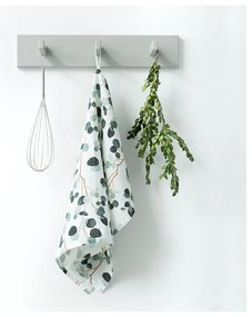 Bílo-zelená lněná utěrka Linen Tales Eucalyptus, 65 x 45 cm