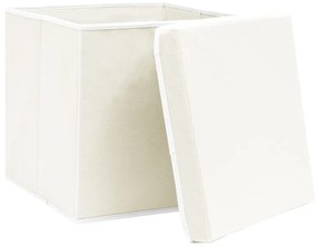Úložné boxy s víky 4 ks bílé 32 x 32 x 32 cm textil - Default Title