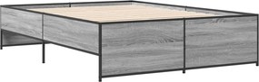Rám postele šedý sonoma 135 x 190 cm kompozitní dřevo a kov 3279905