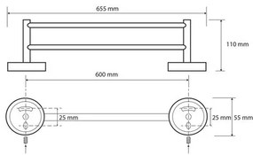 EBS Urban Round Dvojitý držák ručníků, chrom  S_UR29CR