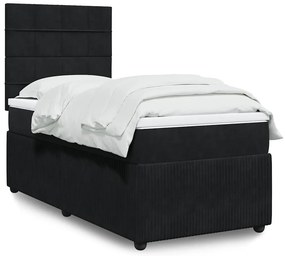 Box spring postel s matrací černá 100x200 cm samet 3292264