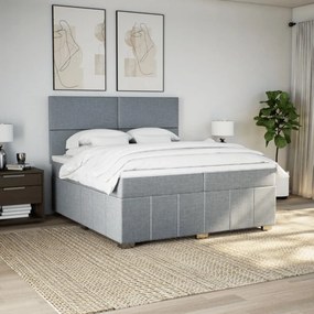 Box spring postel s matrací světle šedá 200 x 200 cm textil 3291768