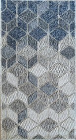 Běhoun provázkový 200 x 290 cm, smyčkový, béžovo-modrý koberec v boho stylu