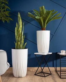 Květináč STRIPPED ECO IV 30 cm bílý