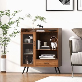 Costway Vinotéka pro domácí lihovinu skříň s dvířky a zásuvkou – 80 × 40 × 95 cm